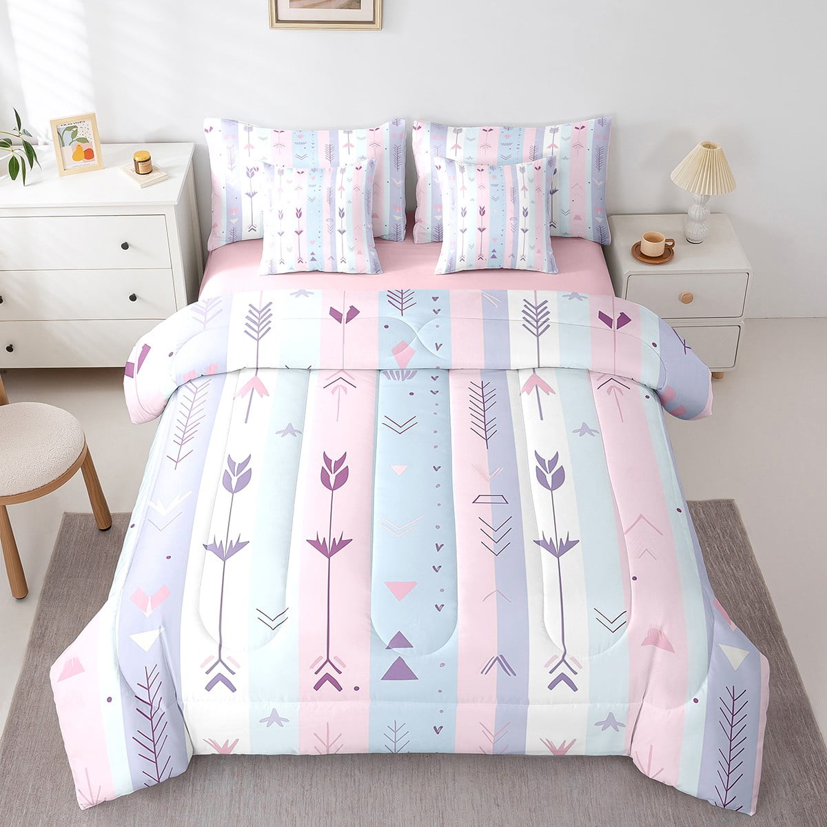 Click here for Yst Purple Blue Lines Bed In A Bag Full Size geome... prices