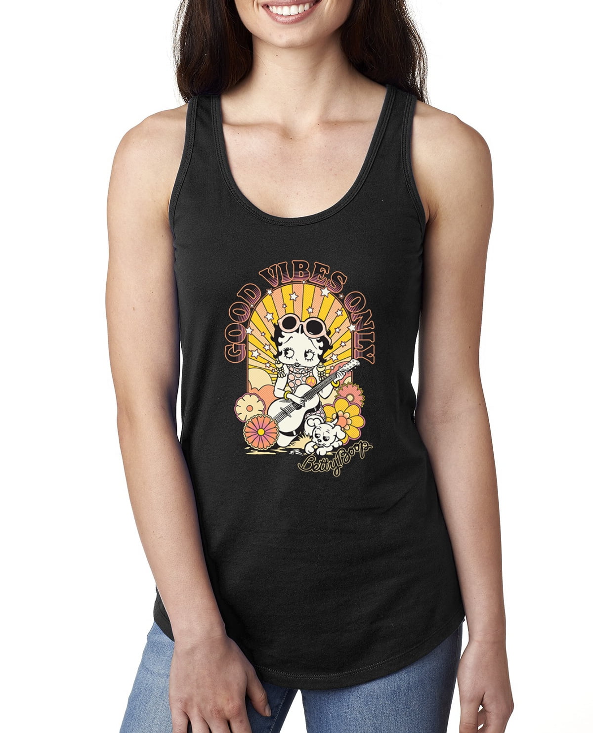 Wild Bobby, Betty Boop Good Vibes Only Betty Boop Ladies Racerback Tank ...