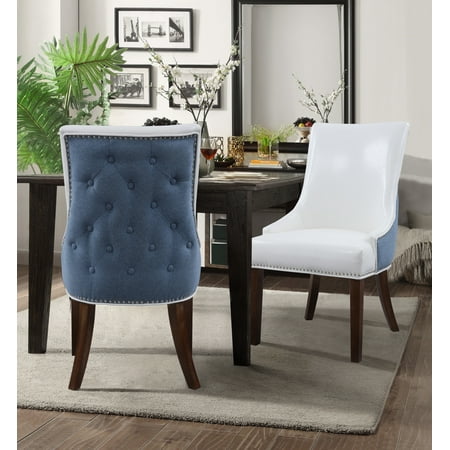 Chic Home Cooper PU Leather, Linen Swoop Arm Dining Chair, Set of 2 ...