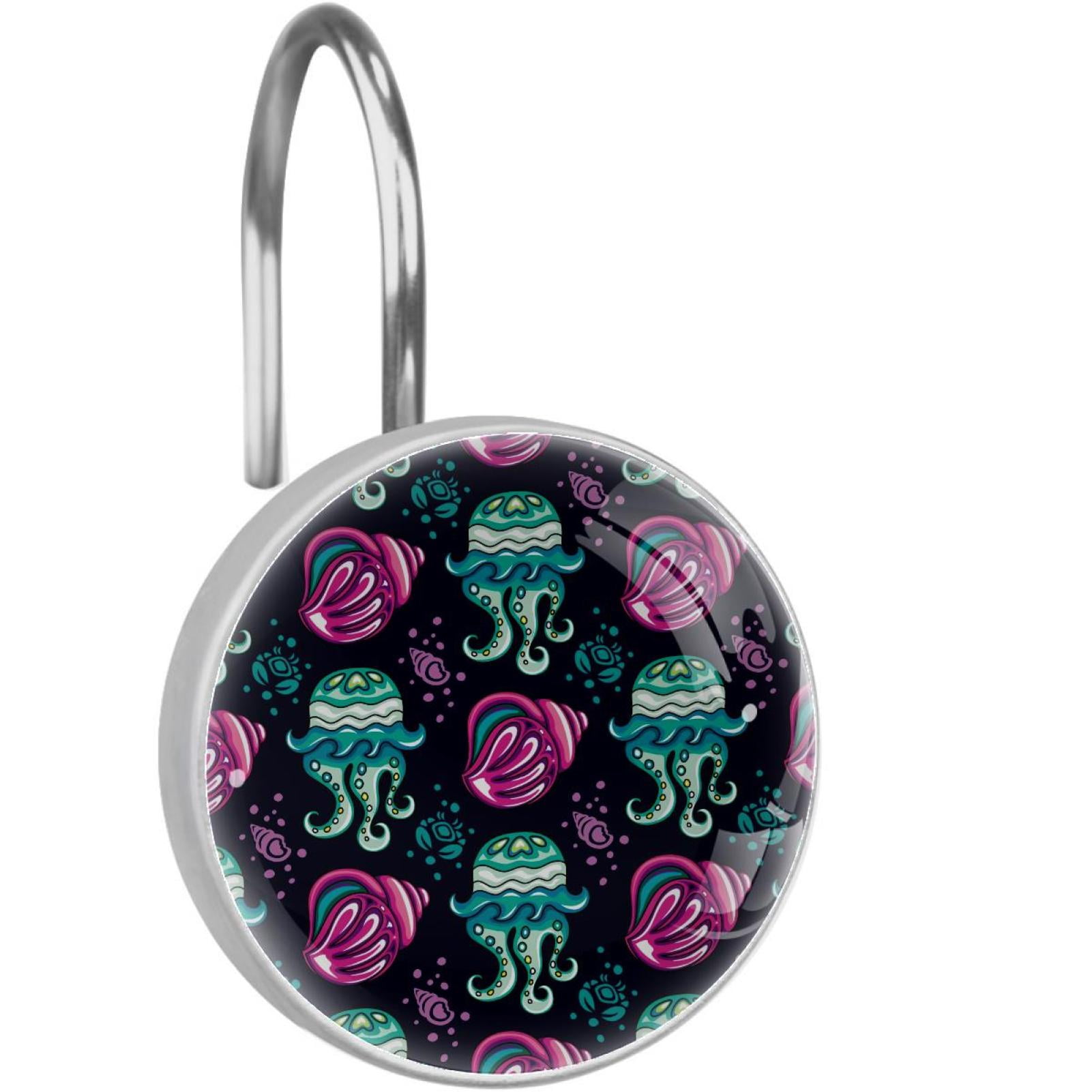 Tropical Coral Reef Shower Curtain Hooks（Set of 12）for Home Hotel ...