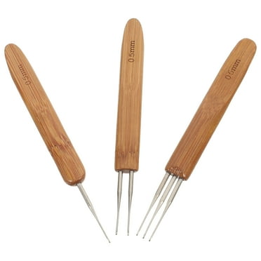 Dreadlock Crochet Needle Hook 3pc Set Bamboo Handle 0 4mm Single Double
