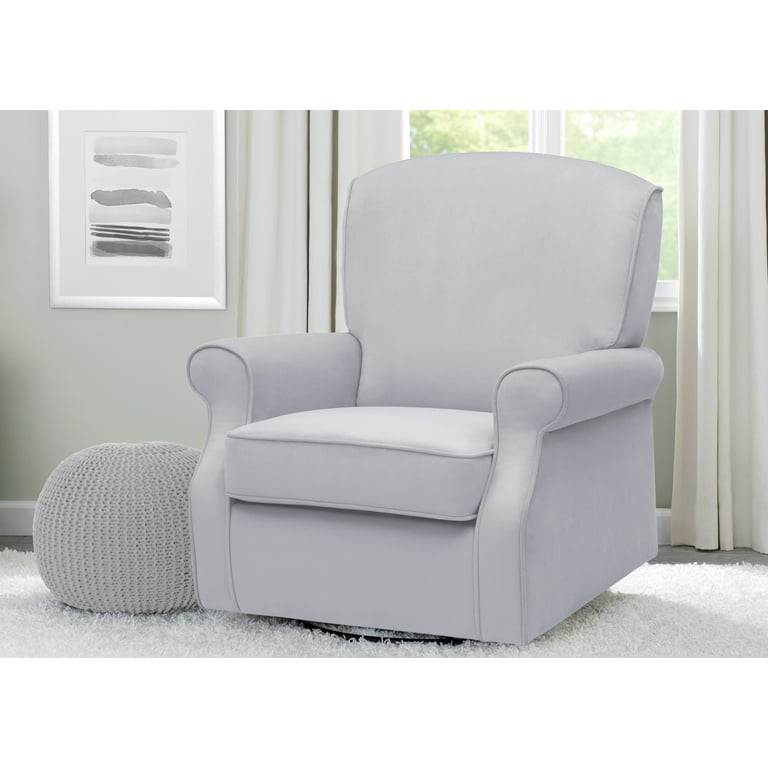 Delta Children Oakley Nursery Glider Swivel Rocker Chair Dolphin Grey Velvet