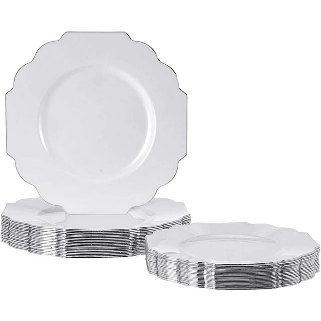Disposable Plastic Dinner Plates (10 Piece), Heavy Duty Disposable ...