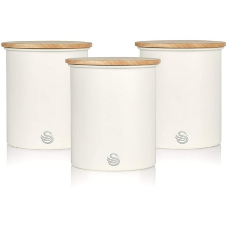 Swan - Set of 3 Nordic Collection Storage Canisters with Bamboo Lid, 1 ...