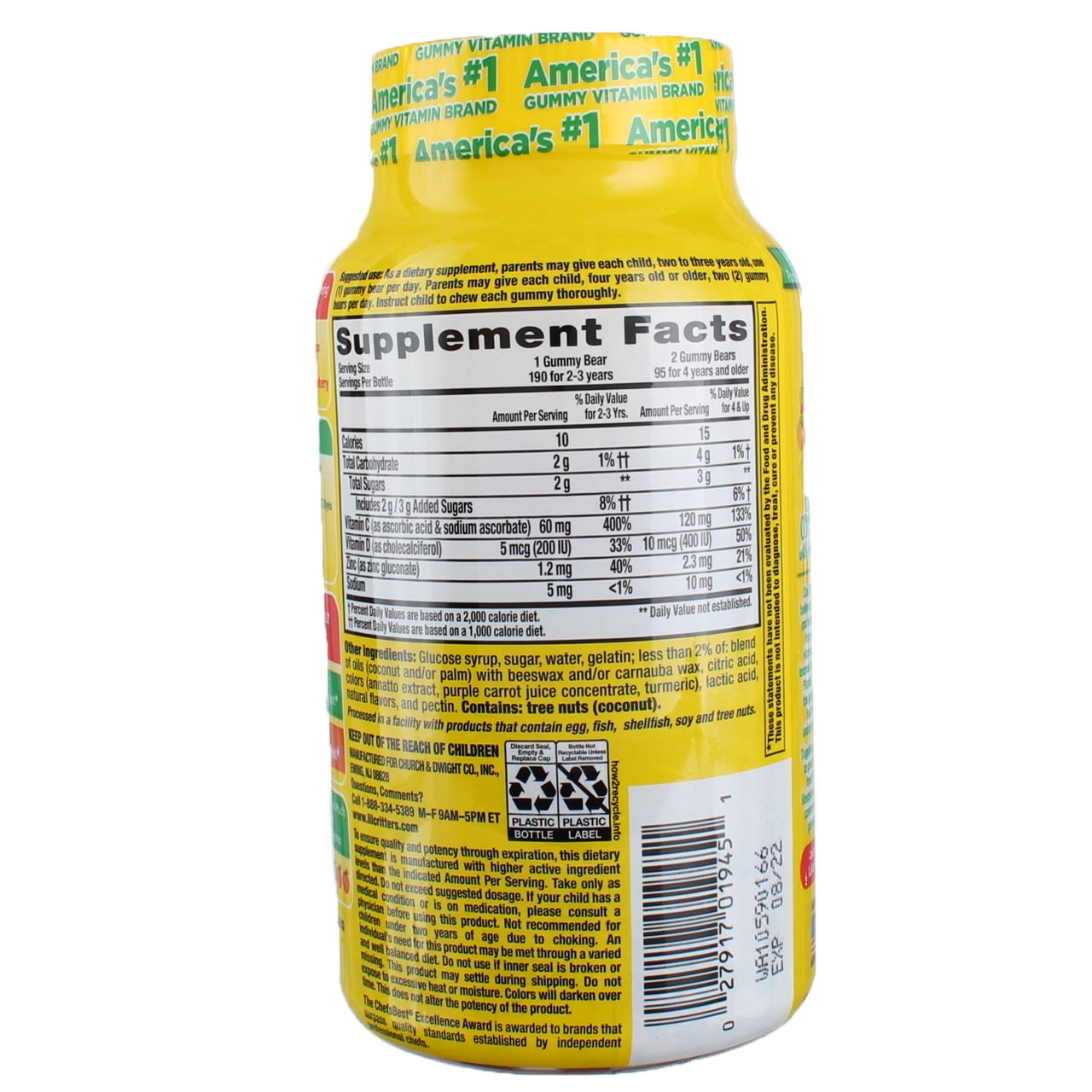 L’il Critters Immune C plus Zinc & Echinacea Dietary Supplement Gummy ...