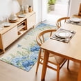 Blue Hydrangea Green Leaf Rectangle Rug 2'x6' Summer Plant Butterfly ...