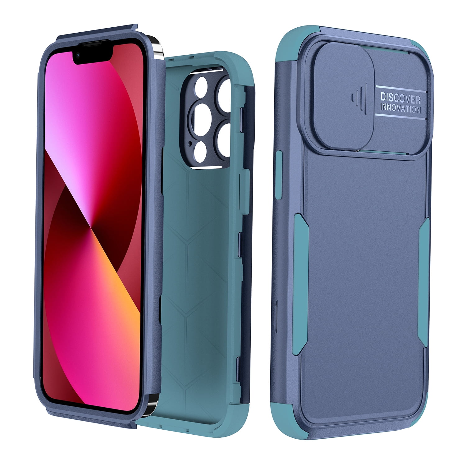 iPhone 13 Pro Case with Slide Camera Lens Protector, Dteck Heavy Duty ...