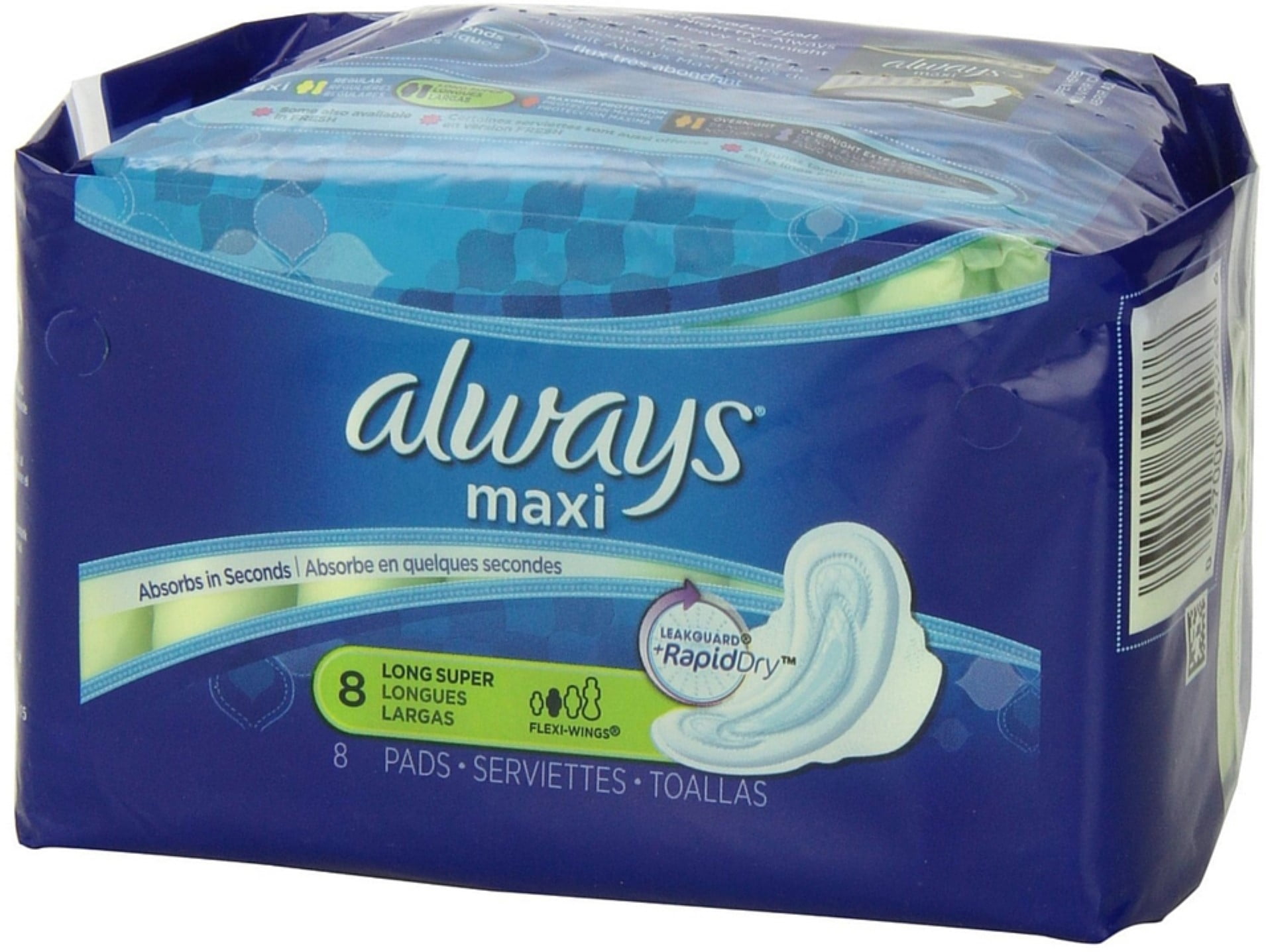 Always Maxi Super Long Flexi-Wings Pads 8 ea (Pack of 6) - Walmart.com