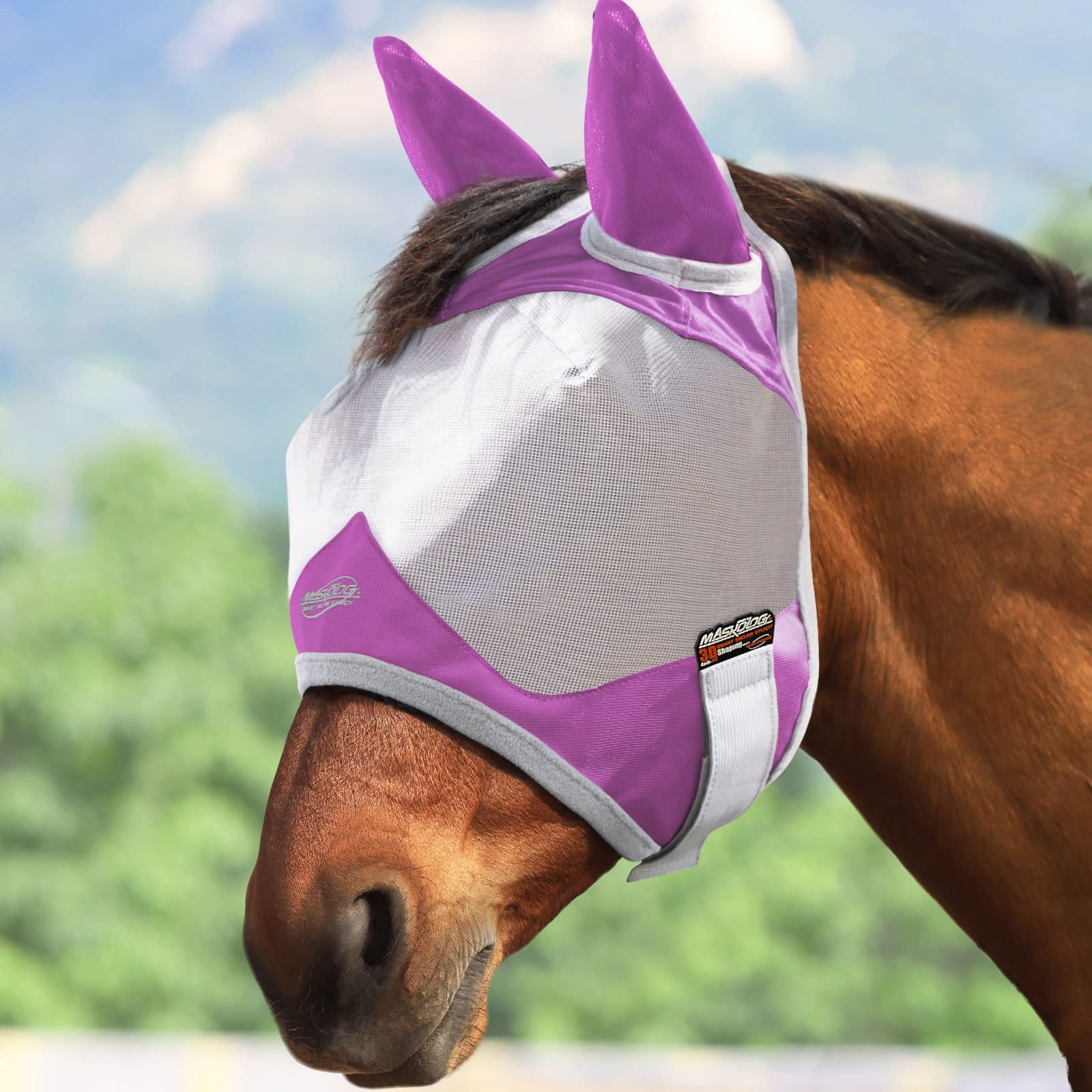 Maskology Horse Fly Mask Standard with Ears UV Protection for Horse ...