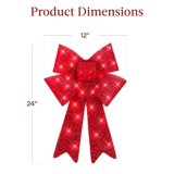 Best Choice Pre-Lit Christmas Bows Set of 3, Outdoor LED Decor w/ 8 ...