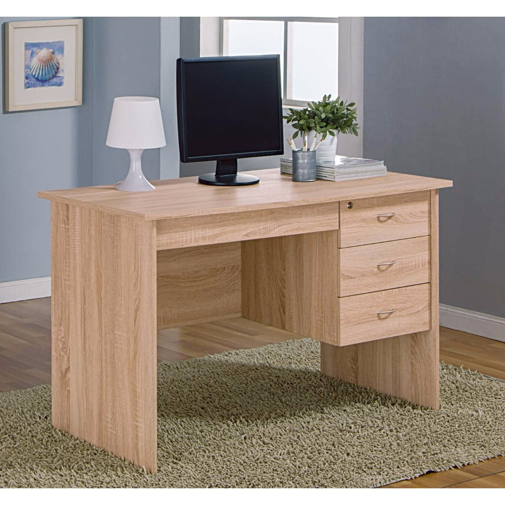 Well-designed 3 Drawers Desk, Light Brown Finish - Walmart.com