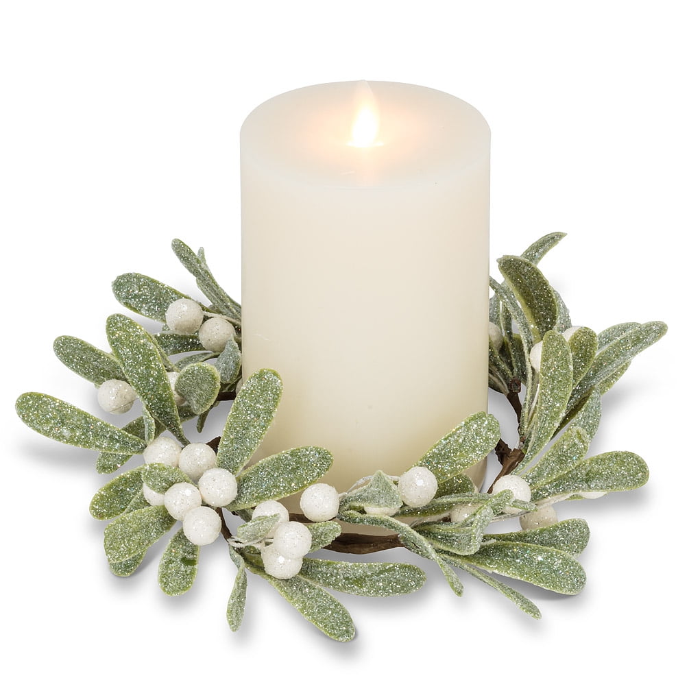 Set of 2 Mistletoe Candle Ring - Walmart.com
