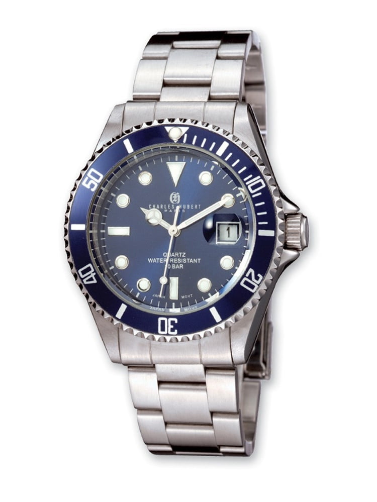 Charles-Hubert Paris Men's Charles Hubert Stainless Steel Blue Dial ...