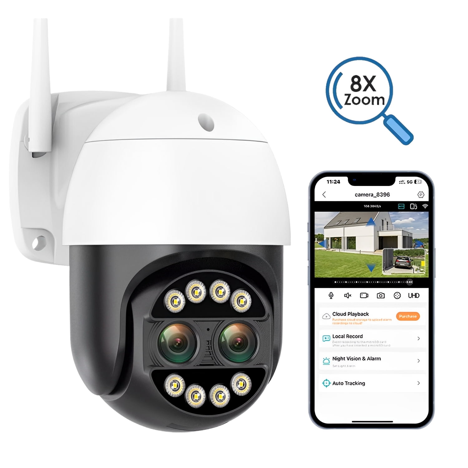 Cámara de Seguridad Exterior Zinker 8mp Doble Lente Zoom 8x ONVIF Ptz ...