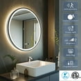 GANPE LED Sensor Mirror, 24 inch Round Wall Mounted Mirror with Lights ...