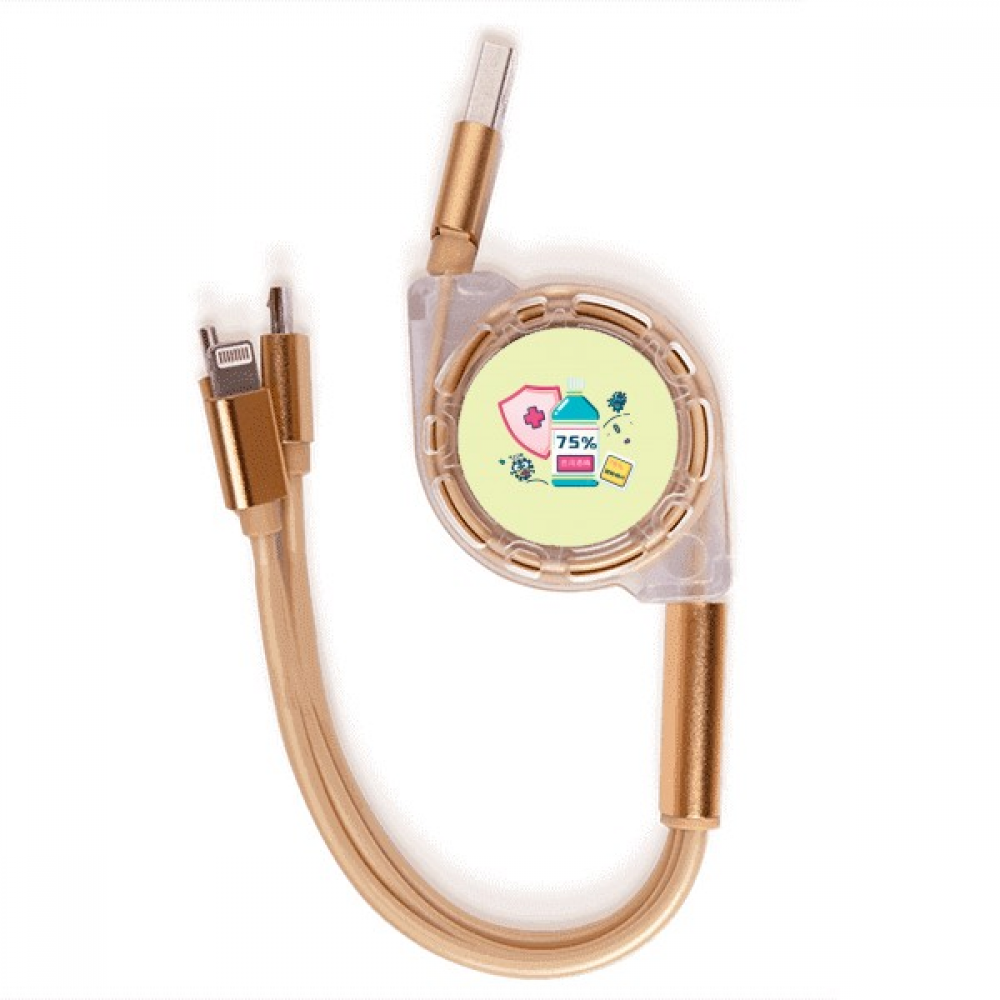 Desinfectante de alcohol Cable de carga telescópico múltiples USB tres ...