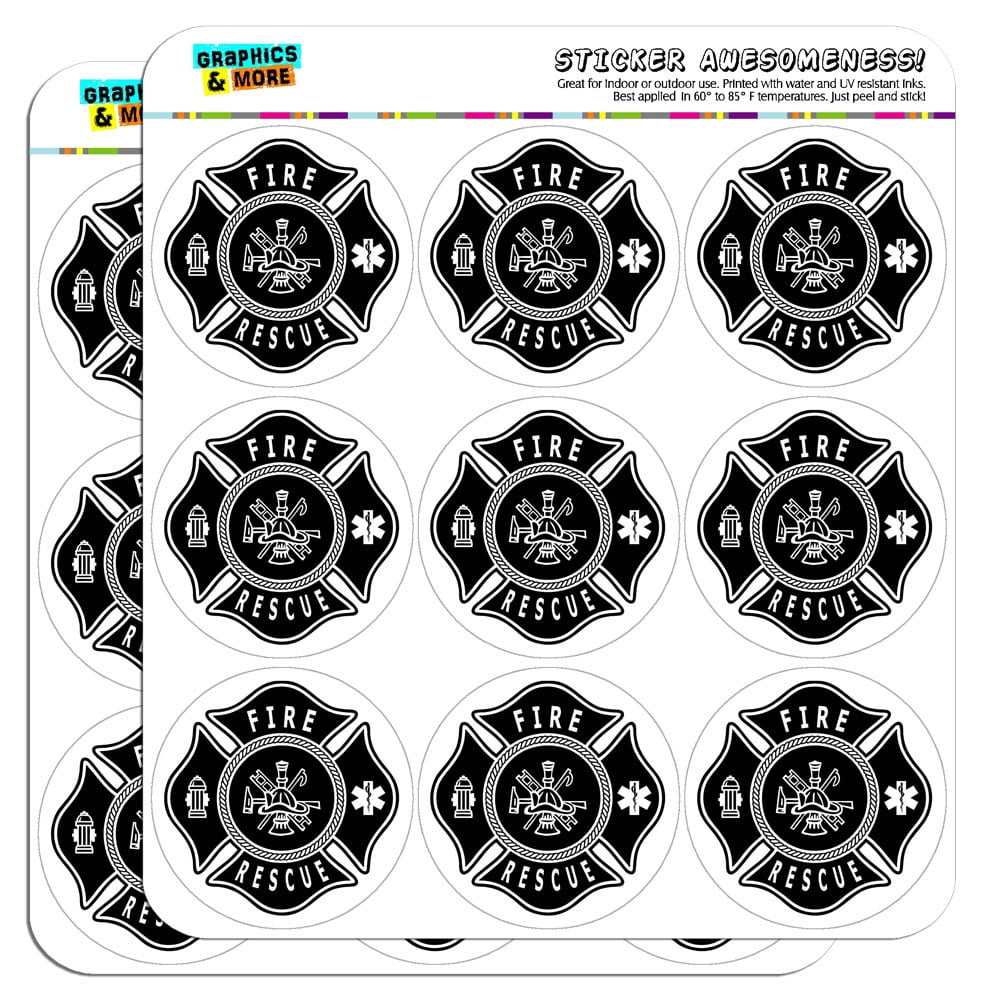 Firefighter Fire Rescue Maltese Cross 2" Scrapbooking Crafting Stickers ...
