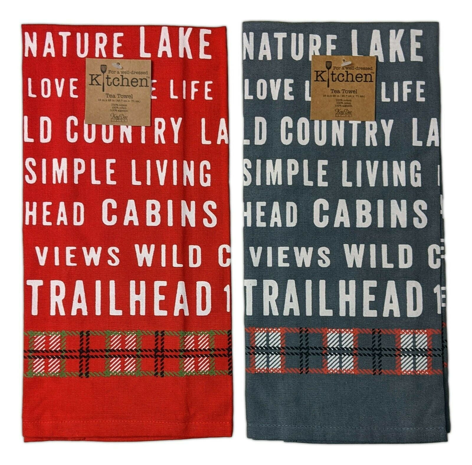 Set of 2 Simple Living TRAILHEAD Kitchen Tea Towels by Kay Dee Designs ...