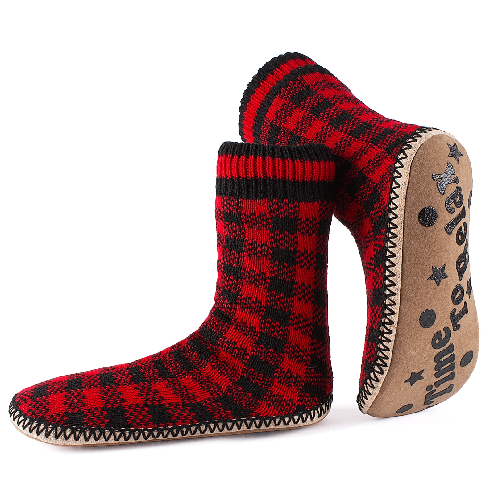 Men's Slipper Socks Fleece Lined Non-slip Soles,Winter Soft Thick Cozy ...