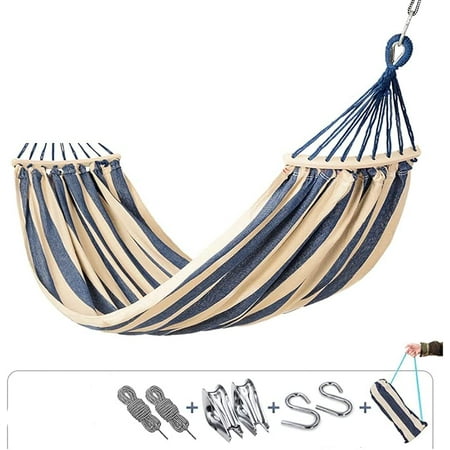 Canvas Fabric Hammock Portable Beach Swing Bed with Hardwood Spreader ...