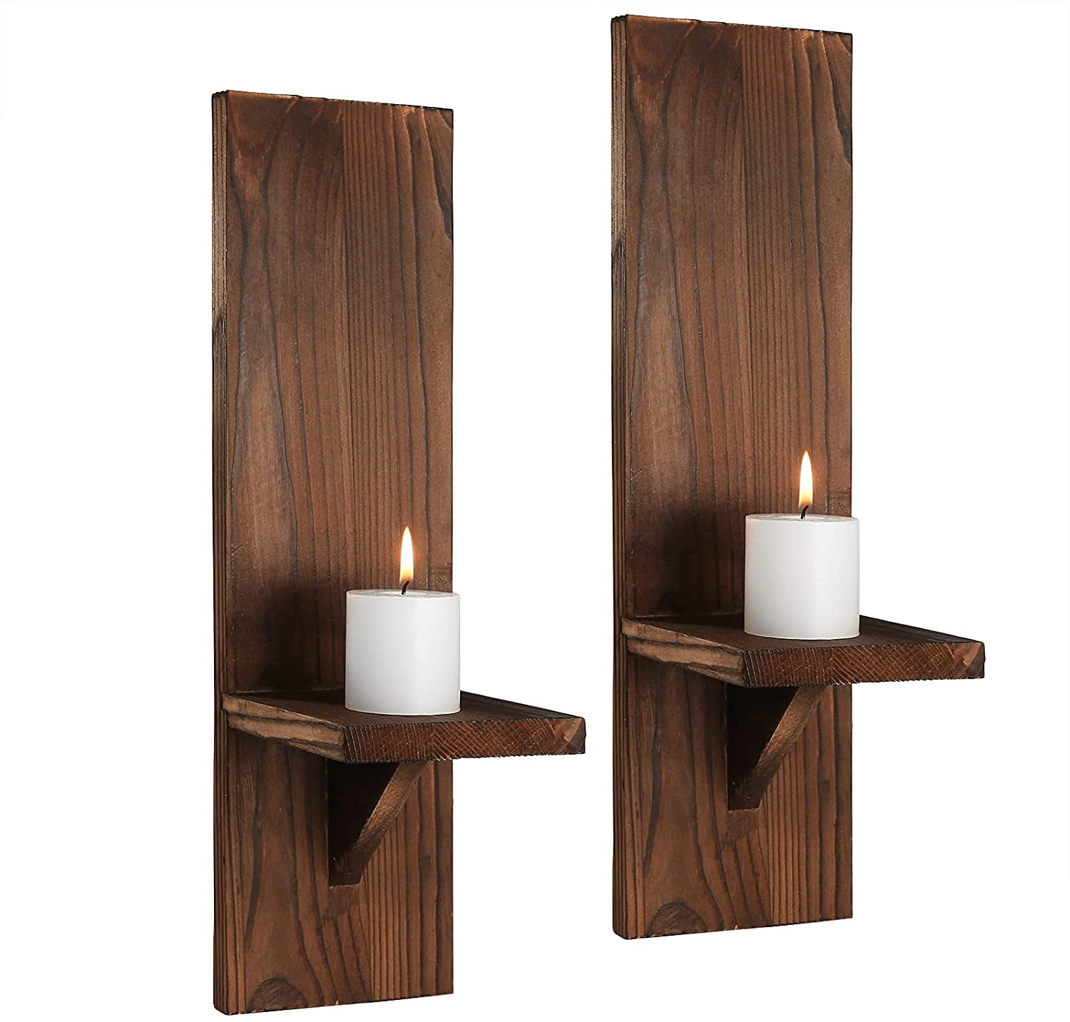 Wall Sconce Candle Holder, Wall Mount Wooden Candle Holders, Rustic ...
