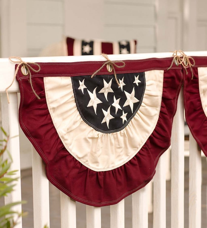 Plow & Hearth Small Half-Round Americana Flag Bunting 30"W x 17"H ...