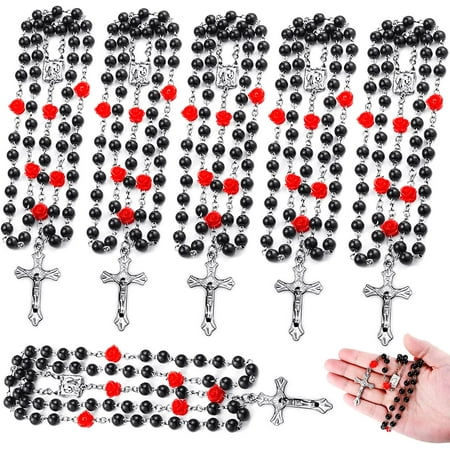 Lepai6 Pieces Rosary Beads Necklace Catholic Necklace with Jesus Christ ...