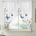 Blue Flowers Swag Curtain Valance for Window 2 Panels Daisy Butterflies ...