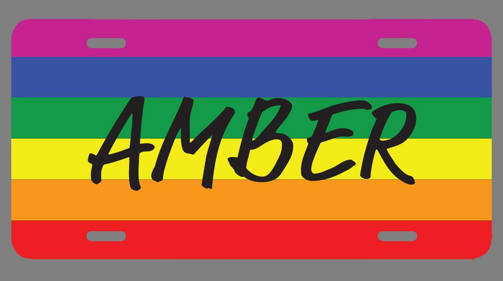 Amber Name Pride Flag Style License Plate Tag Vanity Novelty Metal | UV ...