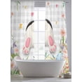 Easter Sheer Curtains 2 Panels Set Spring White Bunny Tail Colored Eggs ...