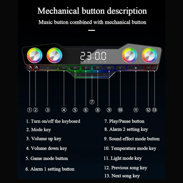 Gaming Speaker, 3.5mm AUX and USB Input LED Display, 4000 mAh 7 Color ...