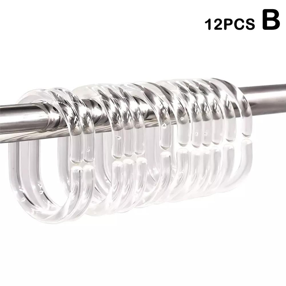 Plastic C Shaped Shower Curtain Hooks White C Type Clip Curtain ...