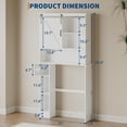 White Over-Toilet Storage Cabinet with Sliding Barn Door, Adjustable ...