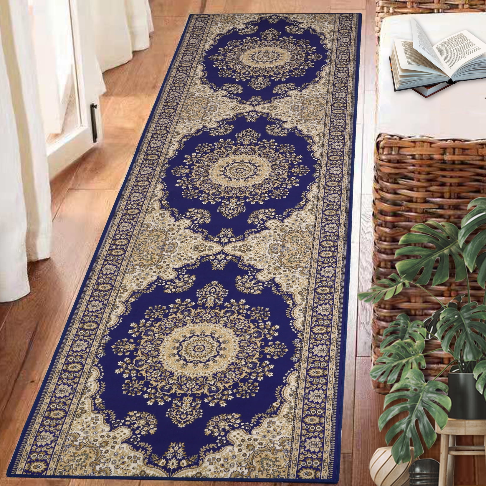 Non-Slip Runner Rug with Rubber Backing, 2'3''x10' Vintage Hallway ...