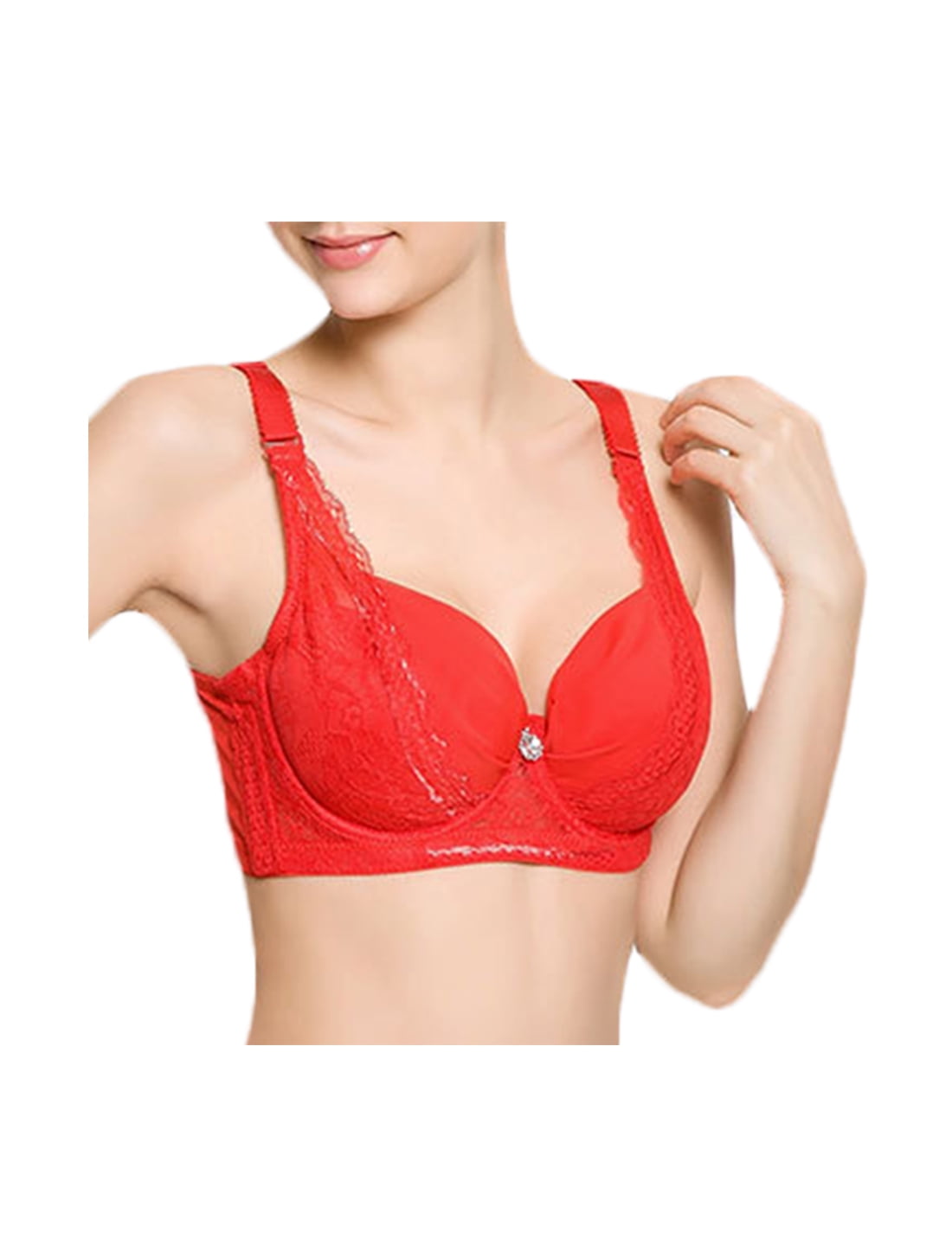 Unique Bargains Womens Non Padded Removable Straps Lace Underwire Thin Section Cup Bra