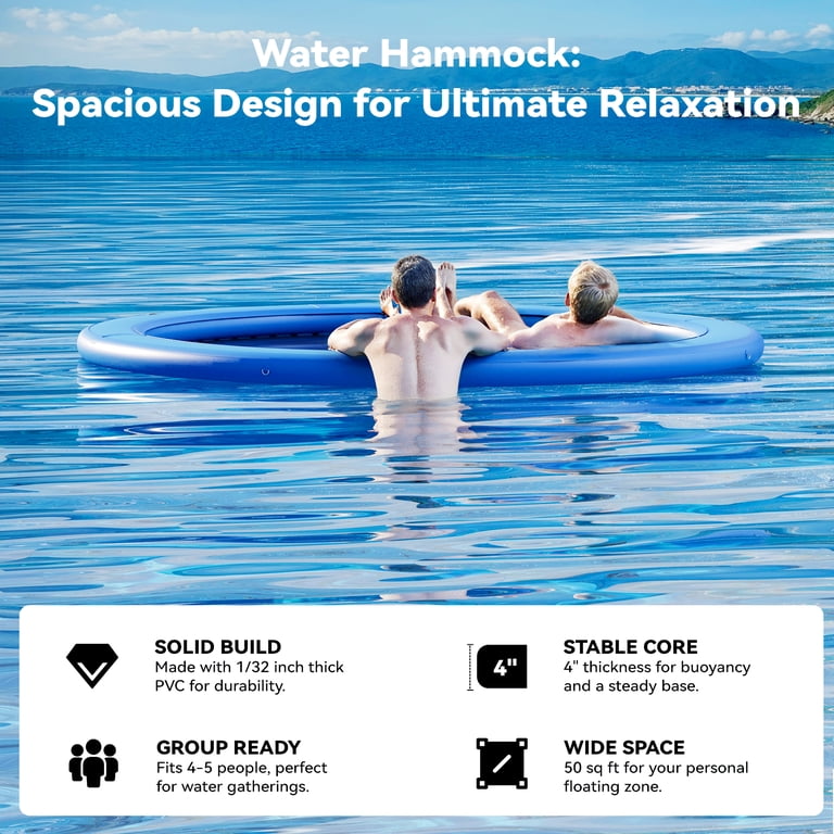 Floating Dock 8ft Heavy Duty Water Hammock, Round Inflatable Dock River ...