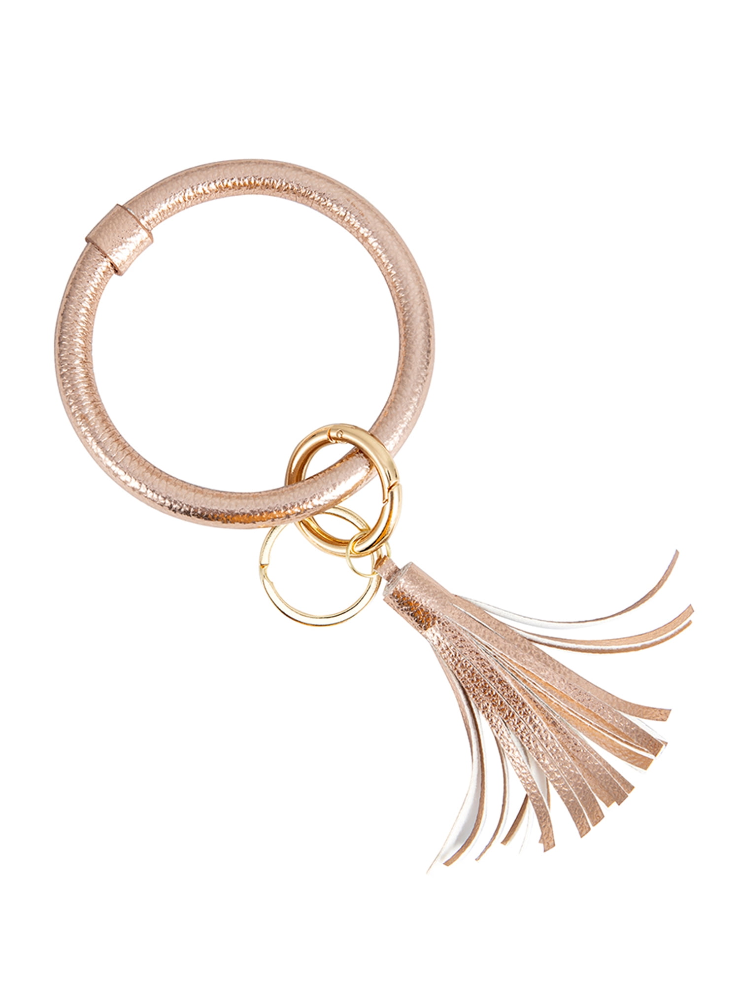 LELINTA Wristlet Round Key Ring Chain Leather Oversized Bracelet Bangle ...