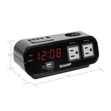 Sharp Alarm Clock with 2X Outlets, Surge Protect, Rapid USB Charge, LED ...