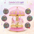 UPGRATOR Flashing Glitter Carousel Music Box Rotating Wooden Horse with ...