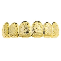 14k Gold Plated Grillz Left Two 2 Open Face Upper Top Teeth Slugs Hip ...