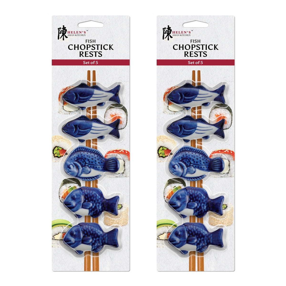 Helen’s Asian Kitchen Fish Chopstick Rests, Blue, Ceramic, Set of 2 ...