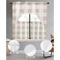 Beige Plaid Kitchen Curtains Set for Windows 3 Piece Cafe Curtains 24 ...