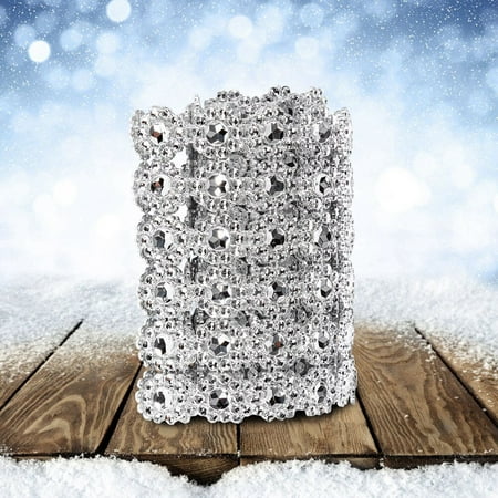 WALFRONT Rhinestone Mesh Ribbon Roll, Diamond Mesh Warp,1 Yard Long ...