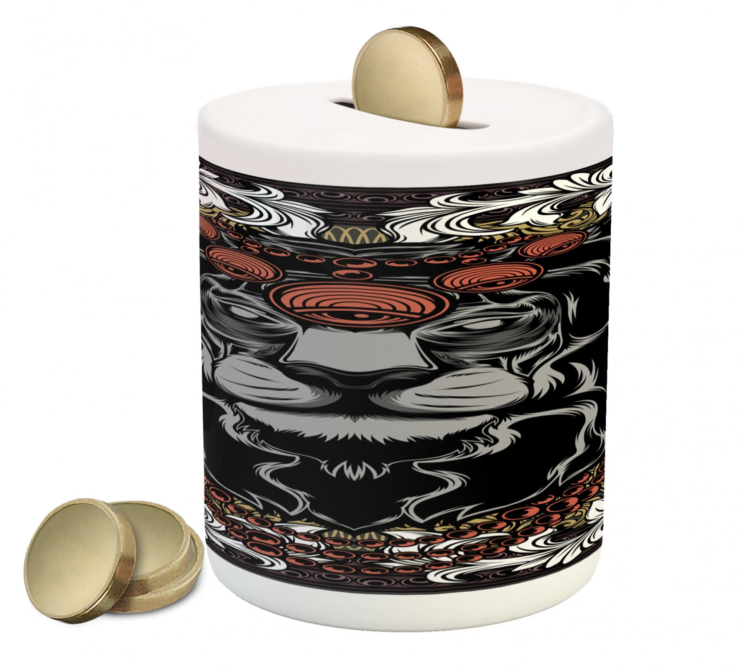 King Piggy Bank, Forest Jungle Emperor Safari Animal Lion with Medieval ...