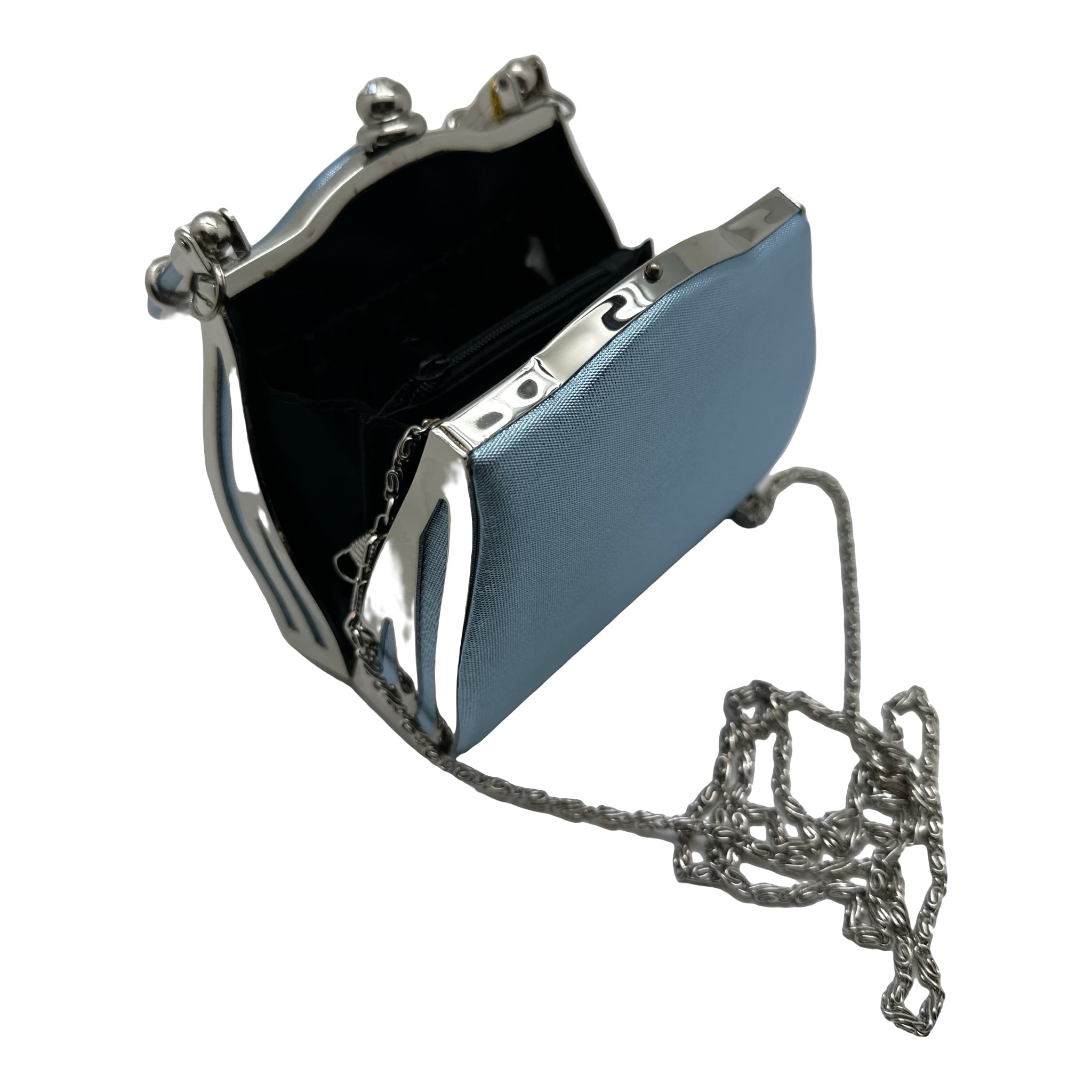 Joy Collection Sky blue mini clutch purse bag (5"x4") w/metal handle ...