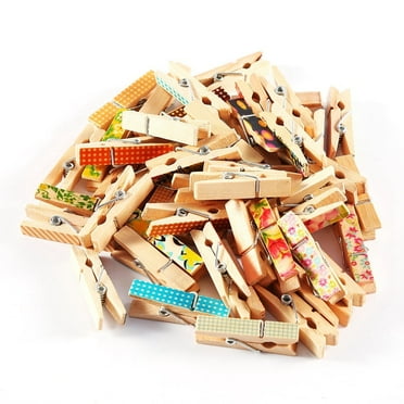 Bonrich 200pcs 2.5cm Mini Wooden Spring Clothes Pins Pegs Paper Photo ...
