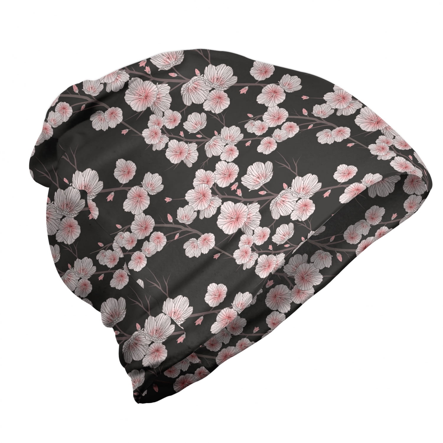Cherry Blossom Unisex Beanie, Natural Rustic, Hiking Outdoors, Dark ...