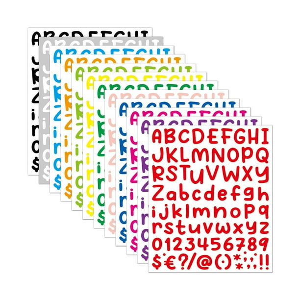 12x Alphabet Letter Stickers Colorful Letter Stickers Small Vinyl ...