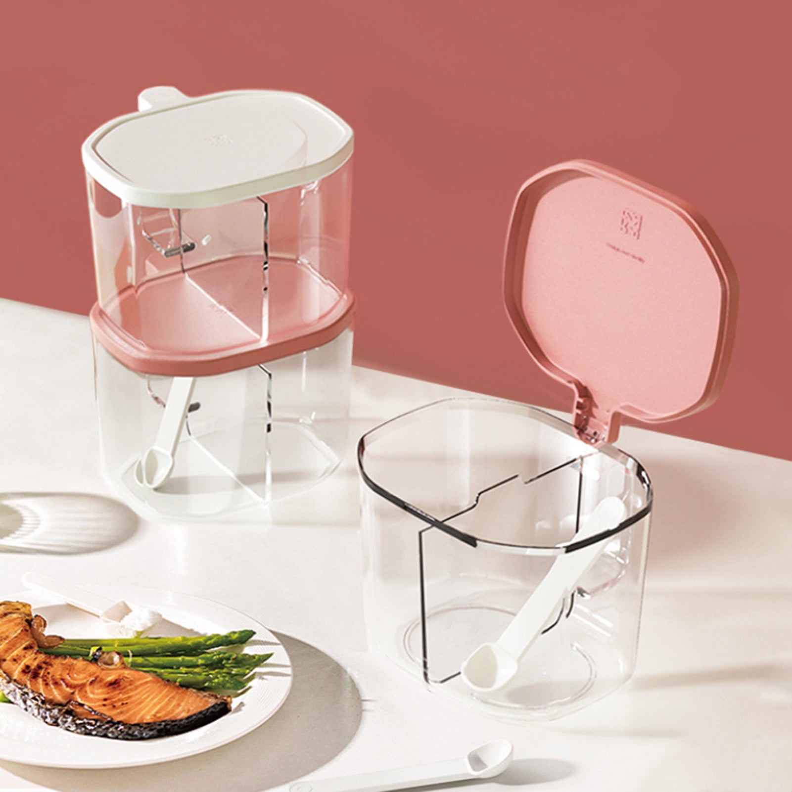 Seasoning Box with Lid Stackable Transparent Compartment Design Spice ...