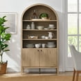 Modway Nolan 74" Tall Arched Storage Display Cabinet Bookshelf in Light ...